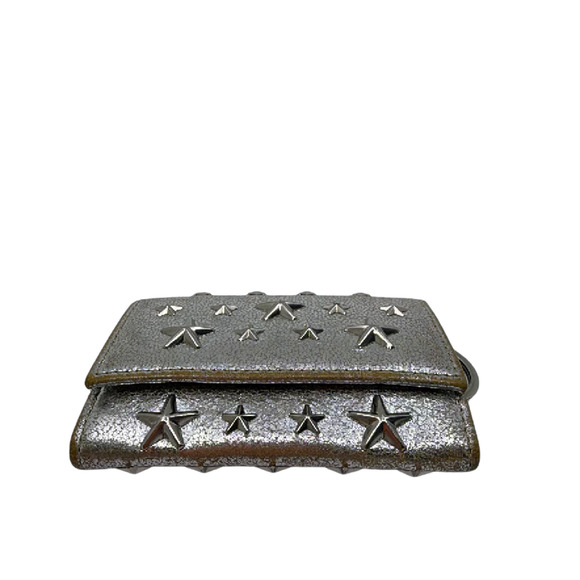 Jimmy Choo | Bags | Jimmy Choo Star Stud Silver Metallic Leather Key ...